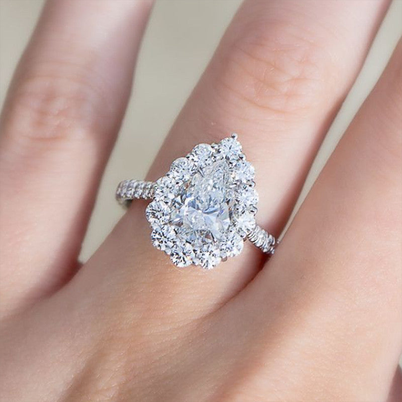 Crowned Tear Drop Ring (925 Sterling Silver) – www.zewar.co