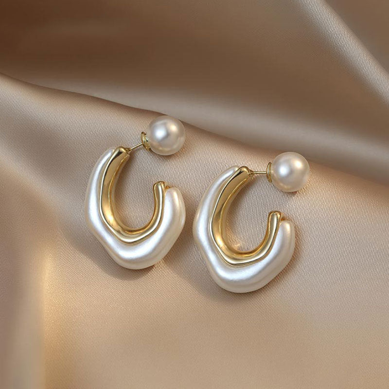 Pearl Resin Hoop Earrings (925 Sterling Silver) – www.zewar.co